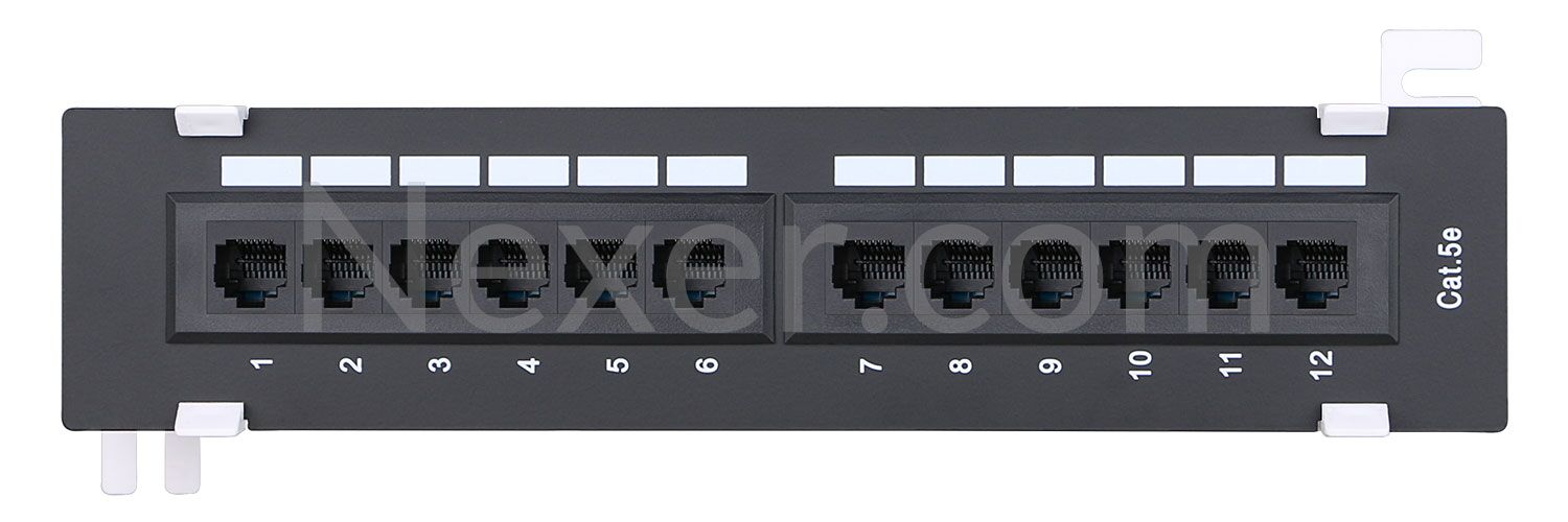 Cat5e Patch Panel, 1U 12 Port, Vertical - Nexer.com