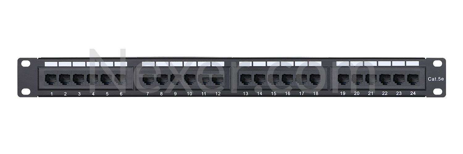 Cat5e Patch Panel, 1U 24 Port, Rack Mount - Nexer.com