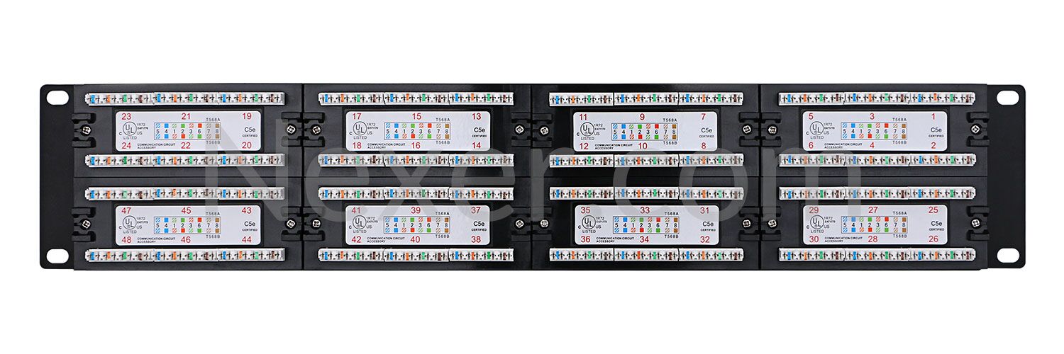 Cat5e Patch Panel, 2U 48 Port, Rack Mount - Nexer.com