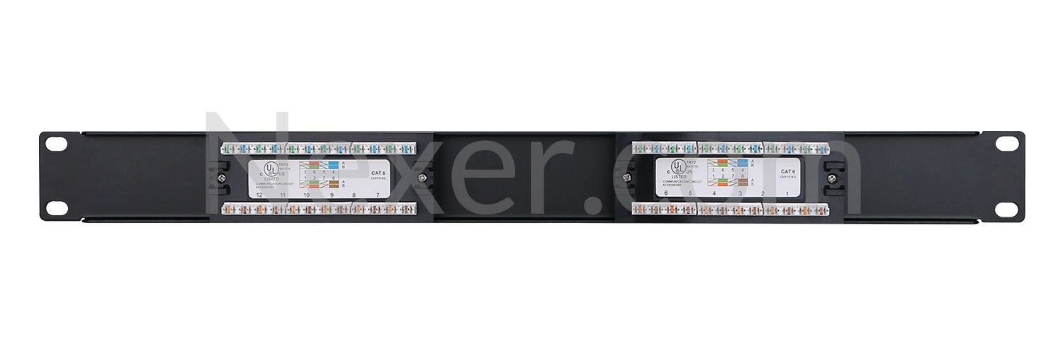Cat6 Patch Panel, 1U 12 Port, Rack Mount - Nexer.com