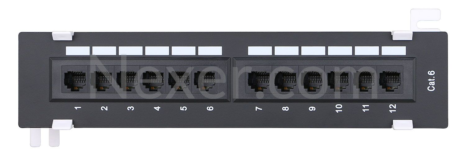 Cat6 Patch Panel, 1U 12 Port, Vertical - Nexer.com