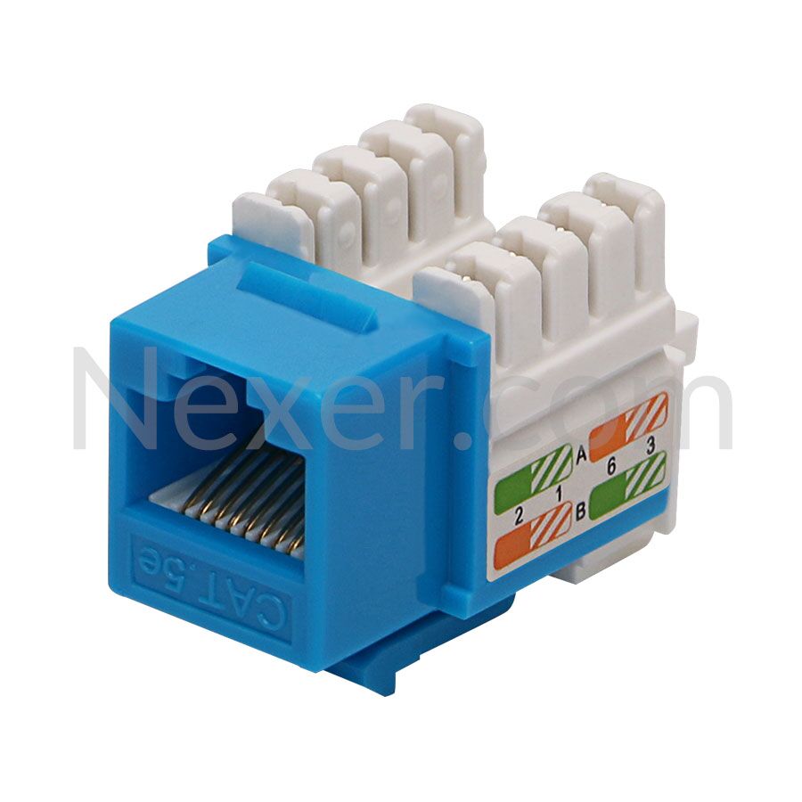 Cat5e Slim Keystone Jack 90 Degree, Blue - Nexer.com