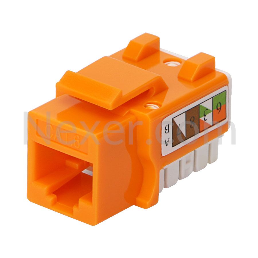Cat6 Keystone Jack 90 Degree, Orange - Nexer.com