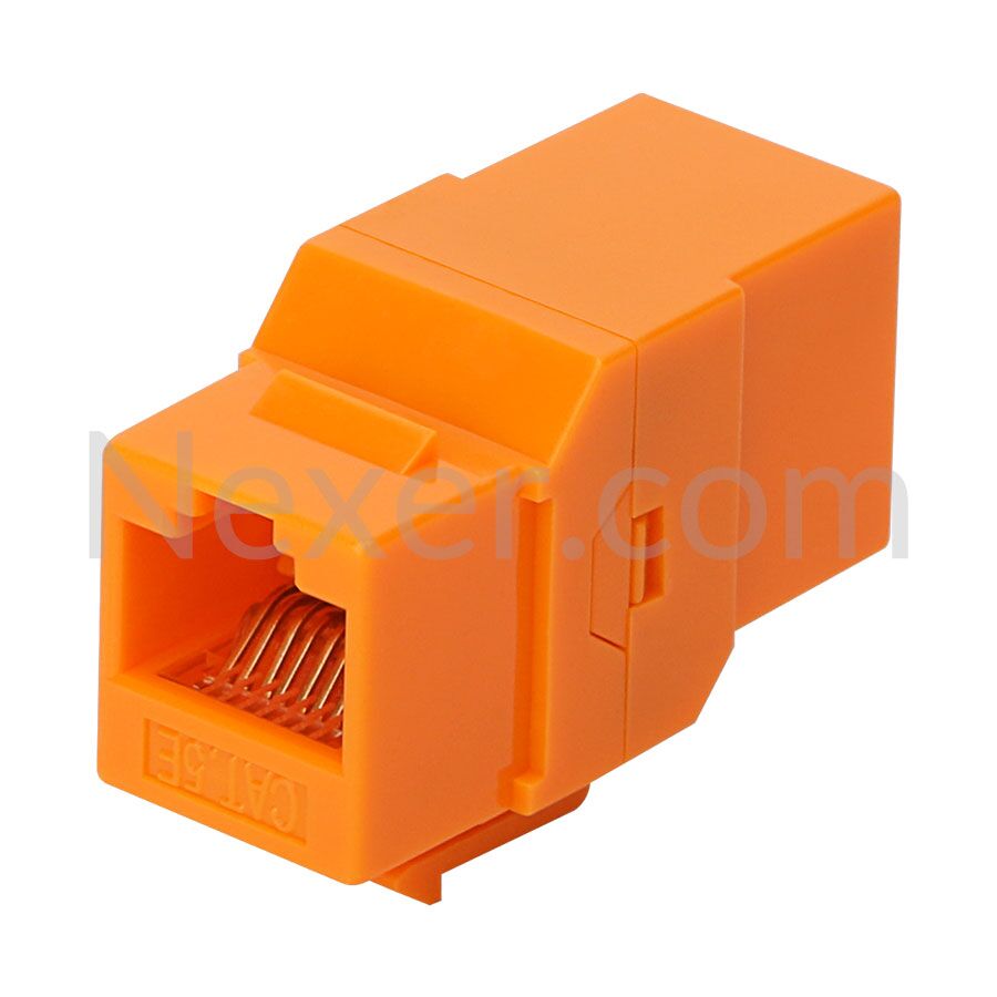 Cat5e Keystone Jack Inline Coupler, Orange - Nexer.com