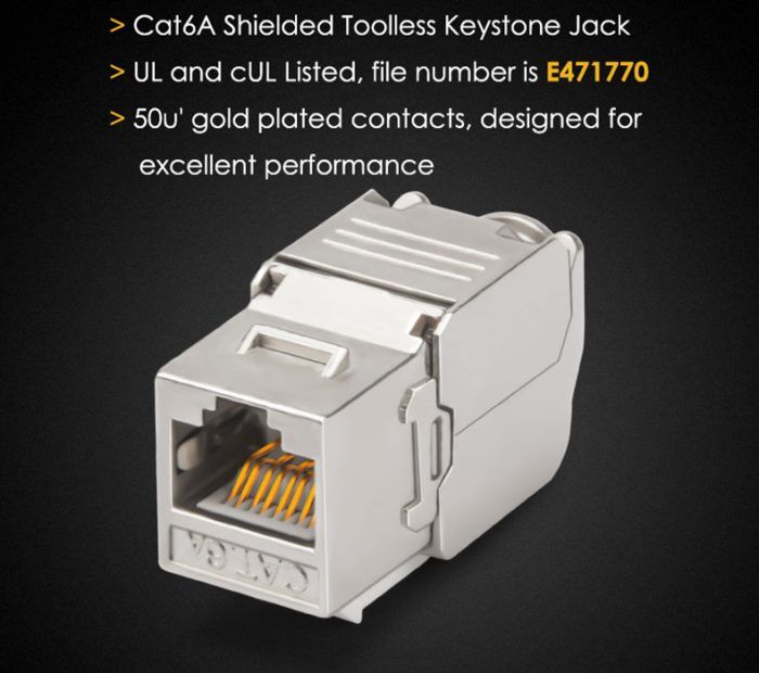 Cat6A Shielded Toolless Keystone Jack 180 Degree - Nexer.com